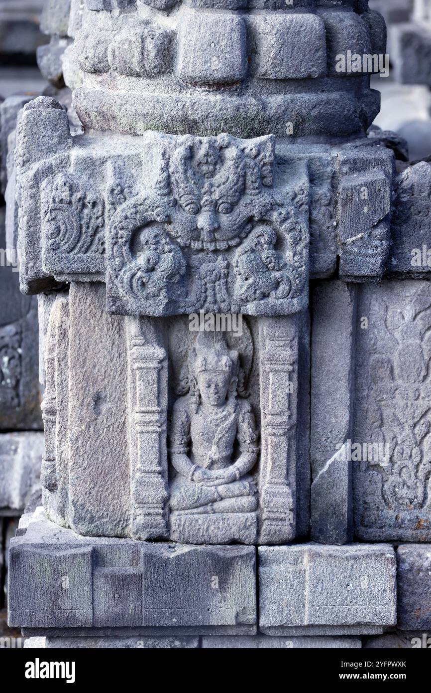 Prambanan 9th century Hindu temple. Bas-reliefs telling the story of ...