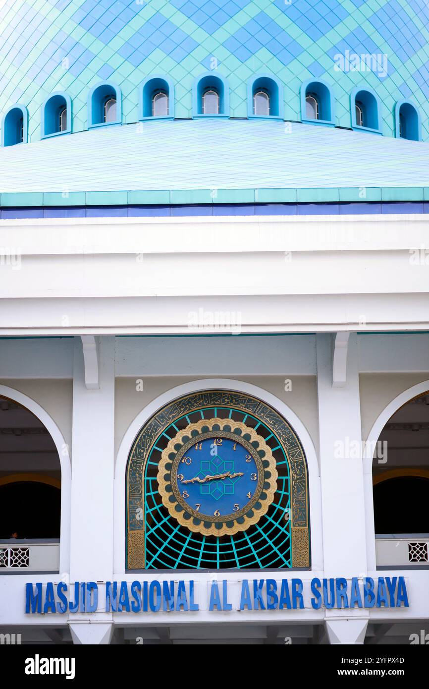 Al Akbar Surabaya National Mosque. Prayer clock. Surabaya. Indonesia ...