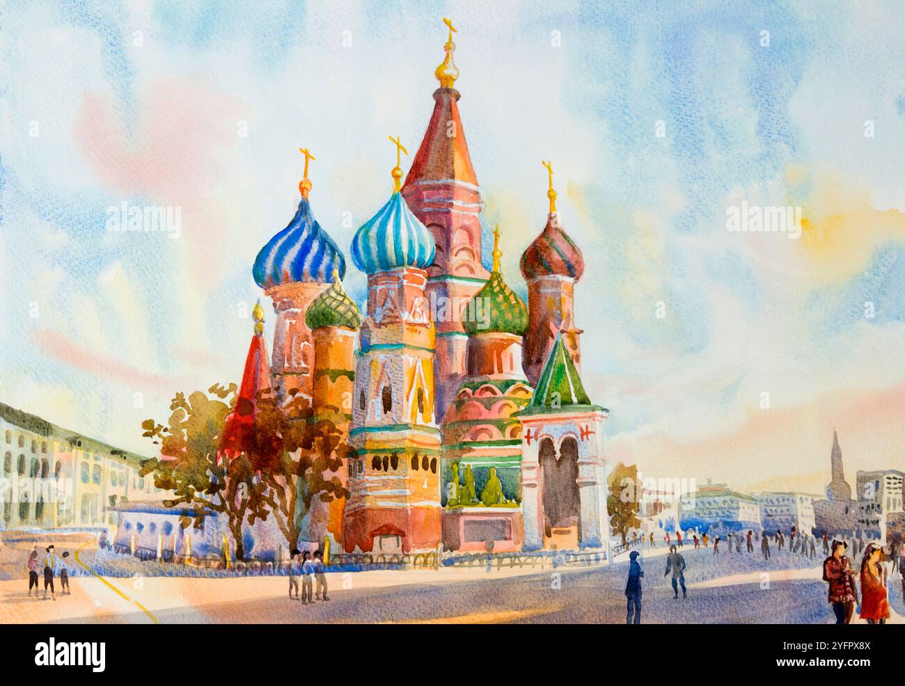 Kremlin and Cathedral of St. Basil in the Red Square Russia. the main ...