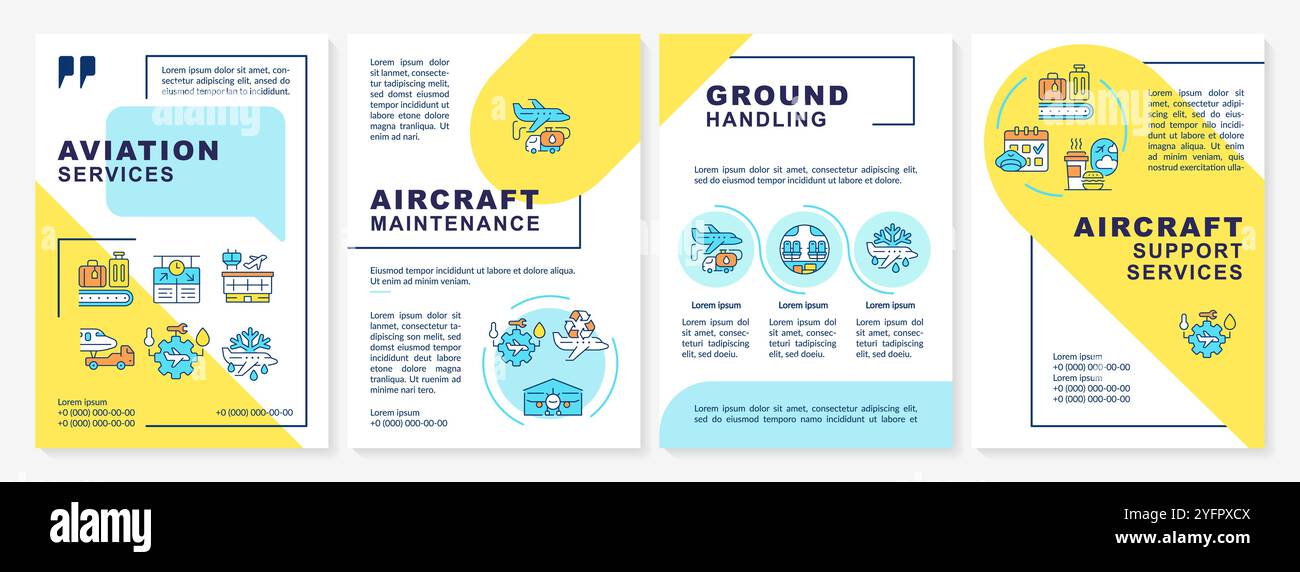 Aircraft support services blue and yellow brochure template Stock ...