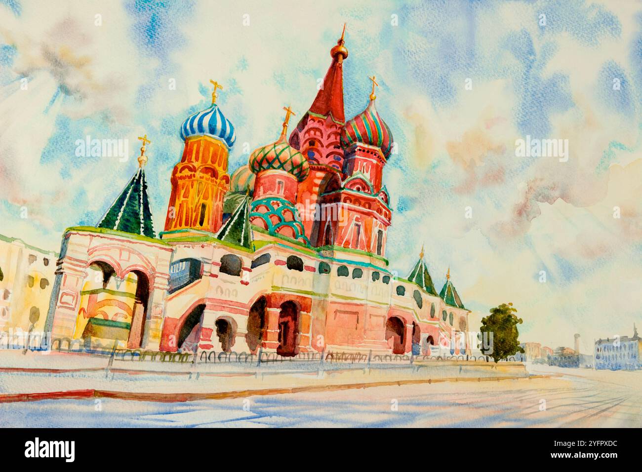 Kremlin and Cathedral of St. Basil in the Red Square Russia. the main ...