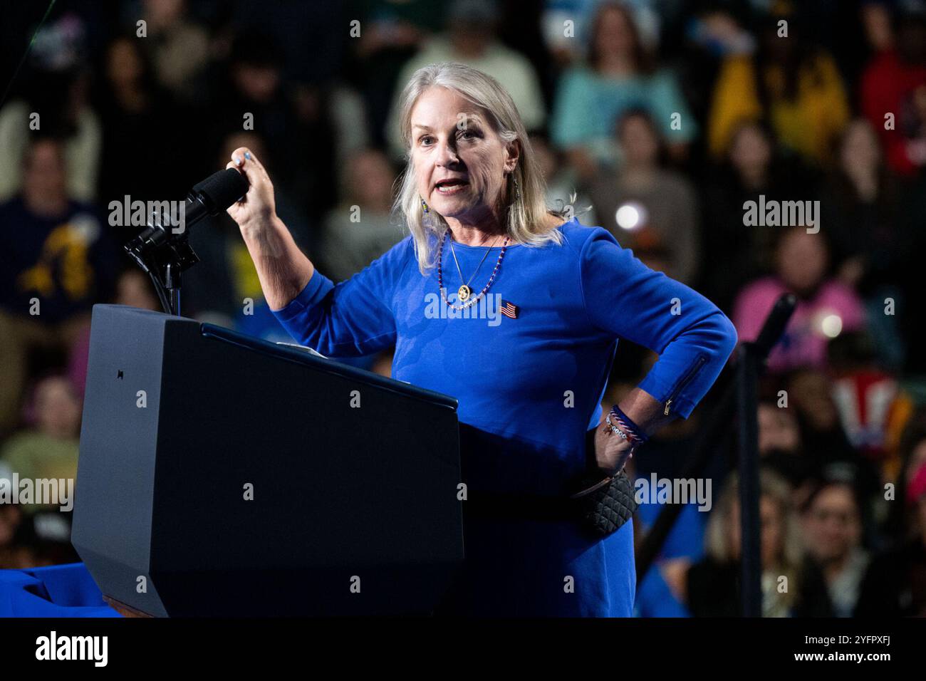 U.S. Representative Susan Wild (D-PA) speaking at a rally for Kamala ...