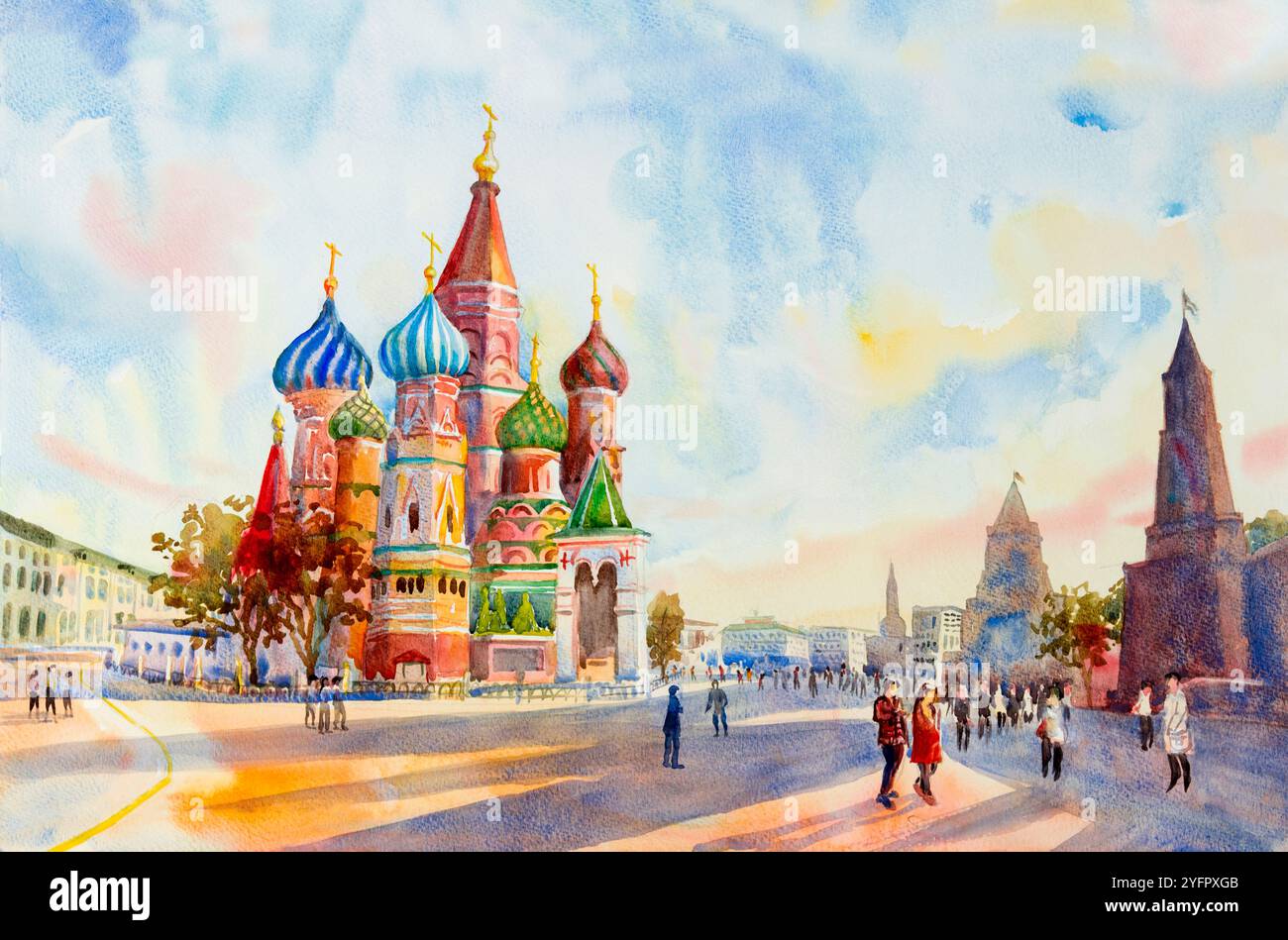 Kremlin and Cathedral of St. Basil in the Red Square Russia. the main ...