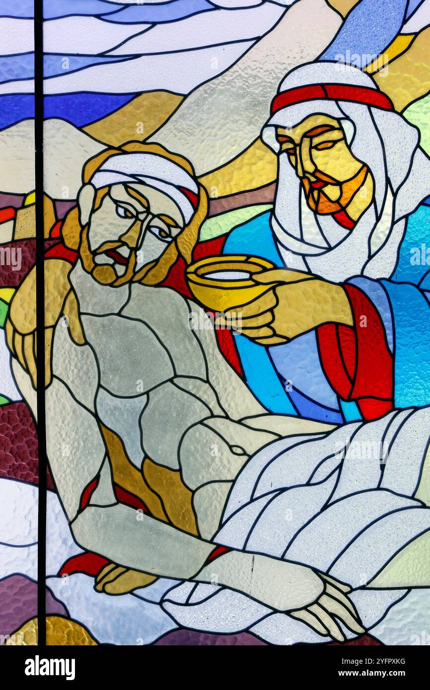 Ganjuran Church. The Church of the Sacred Heart of Jesus. Stained glass ...