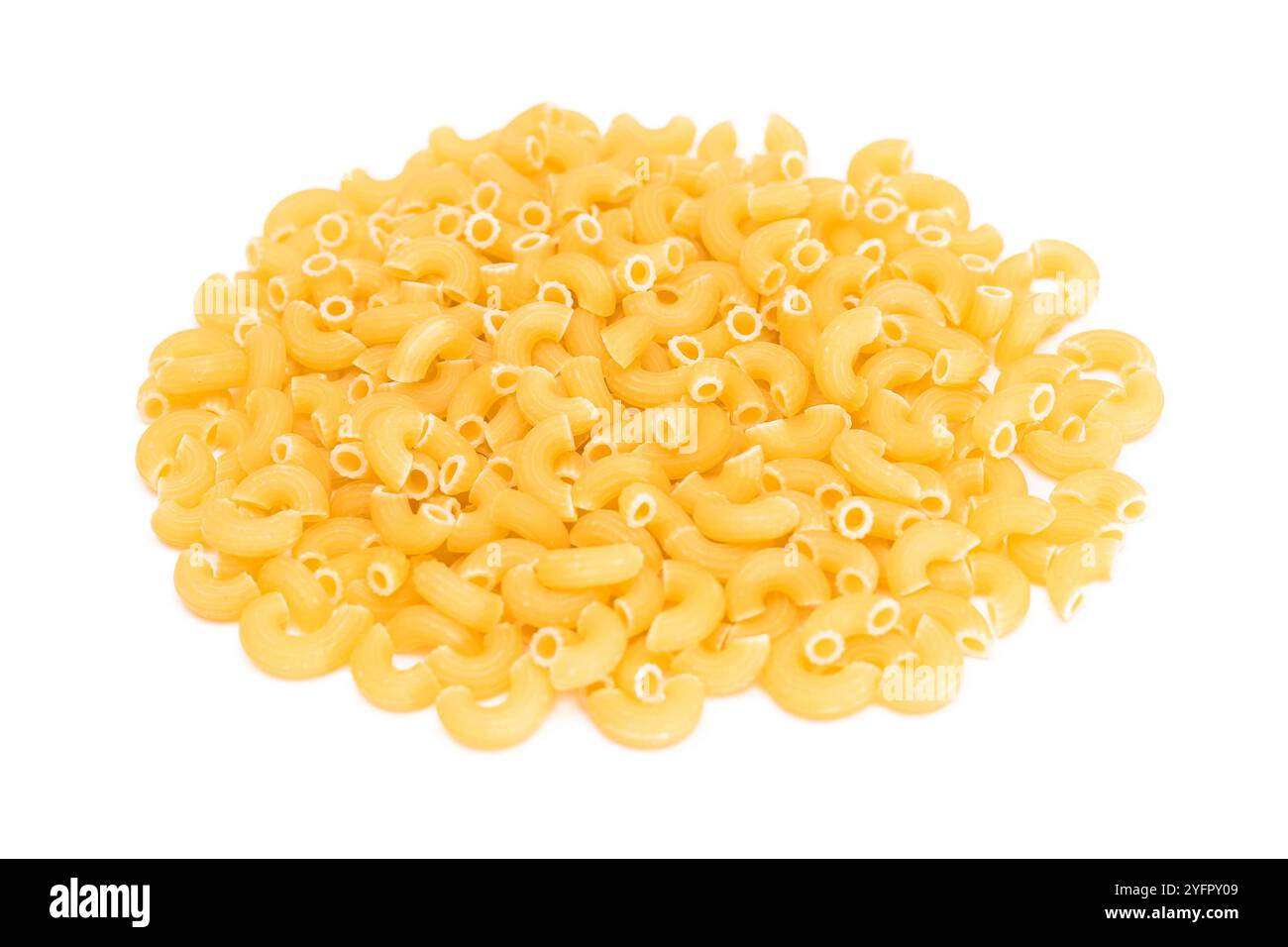 A Heap of Uncooked Chifferi Rigati Pasta Isolated on White Background ...