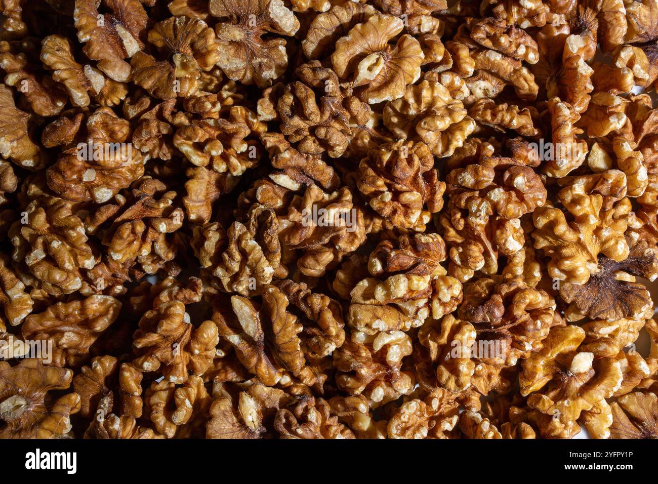Scattered Shelled Walnuts. Background from Walnut. Natural High-Calorie ...