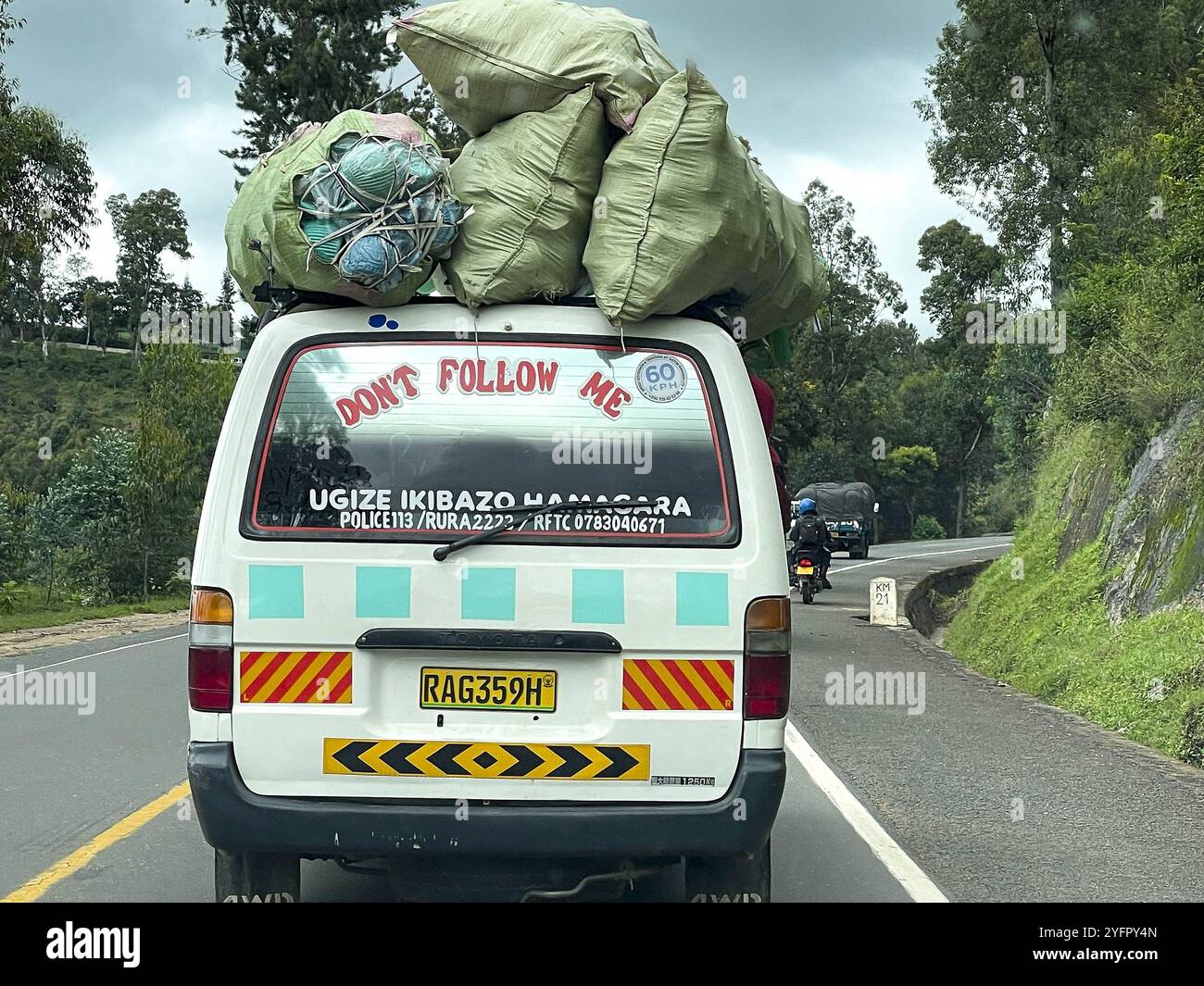 Vehicle loaded with sacks on the road leading from Kigali to the ...