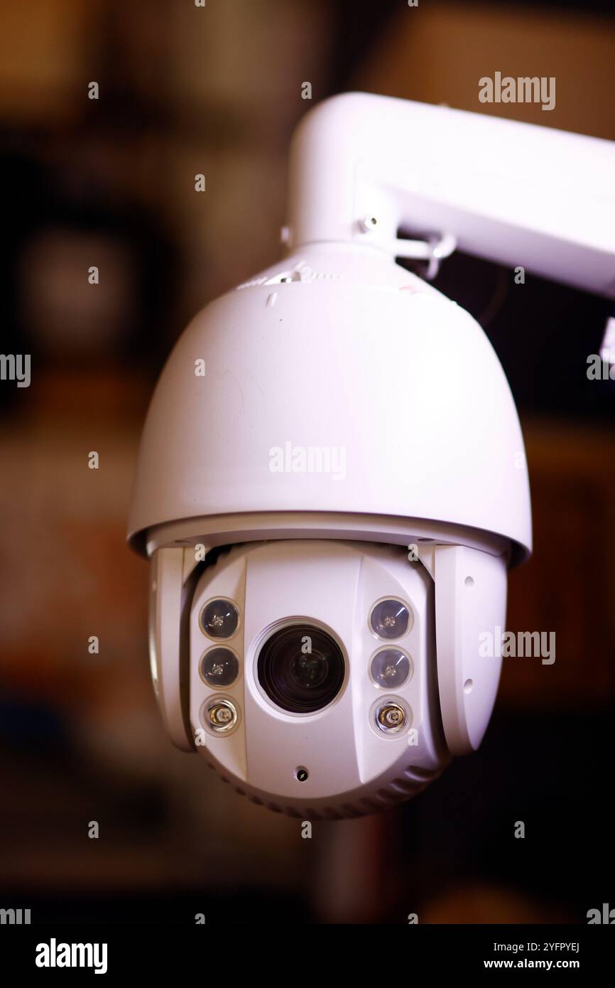A blank white CCTV camera security in a house. An Giang Province ...