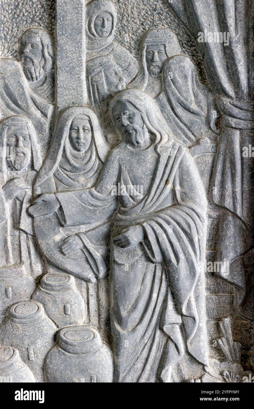 Tan Hoa Church. The transformation of water into wine at the Marriage ...