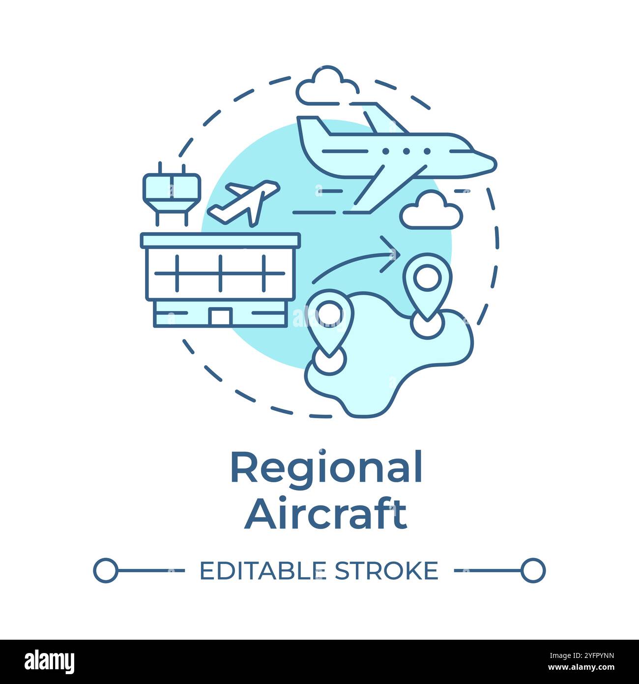Regional aircraft soft blue concept icon Stock Vector Image & Art - Alamy