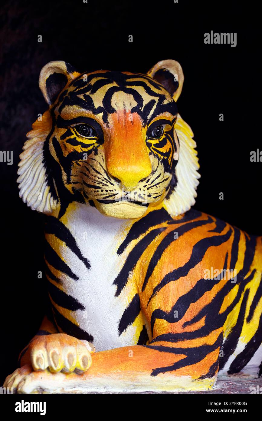 Cau dung Pagoda. Tiger sculpture. An Giang Province. Mekong Delta ...