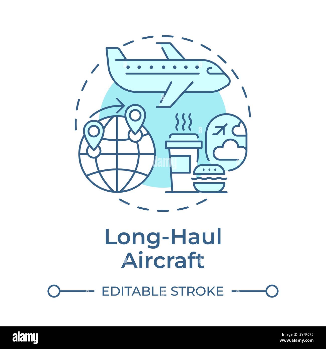 Long-haul aircraft soft blue concept icon Stock Vector Image & Art - Alamy