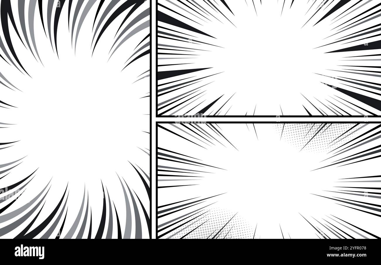 Cartoon comic backgrounds set. Comics book poster with halftone ...