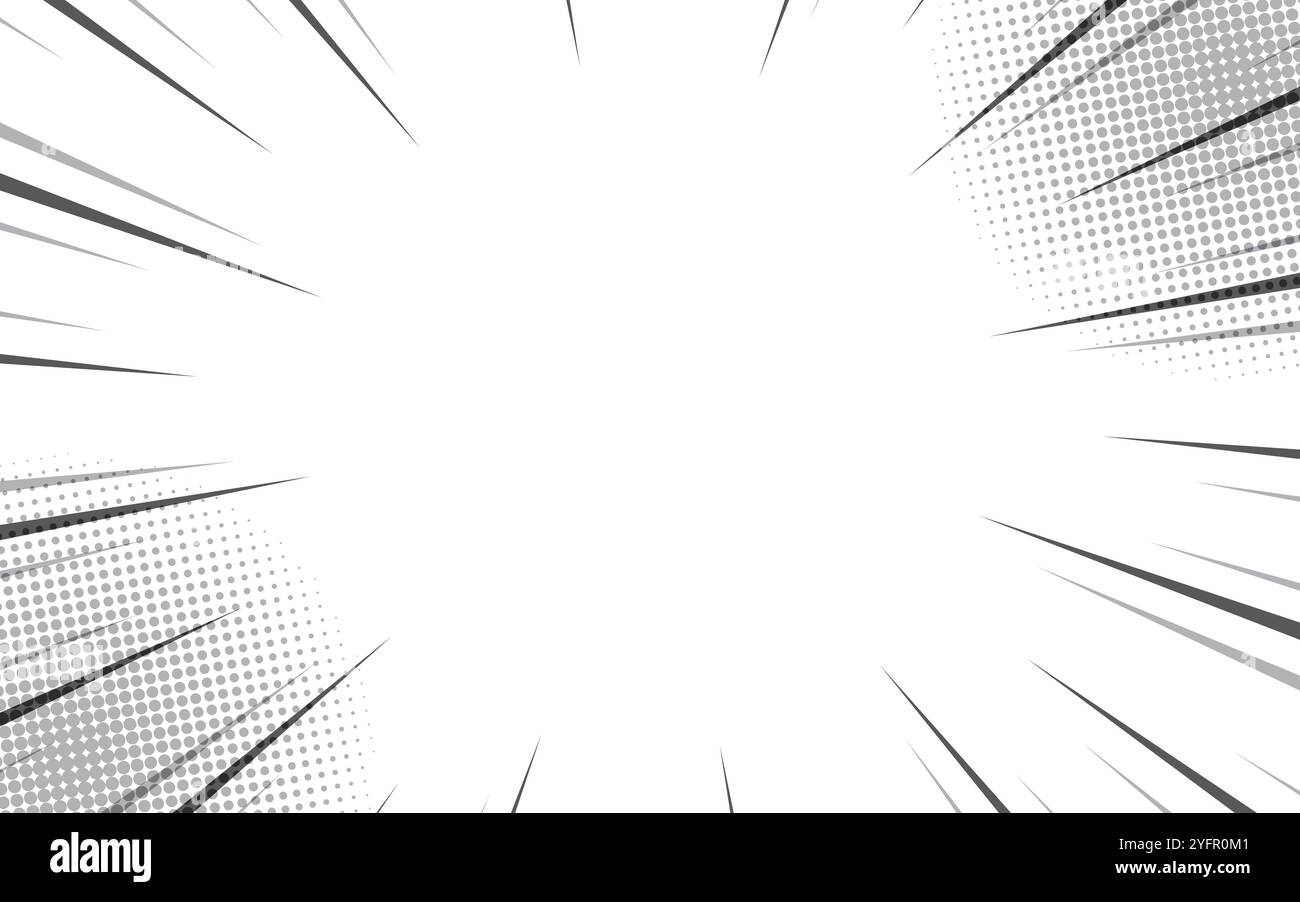 Cartoon halftone line. Comic lines. Concentrated frames. Superhero hero ...