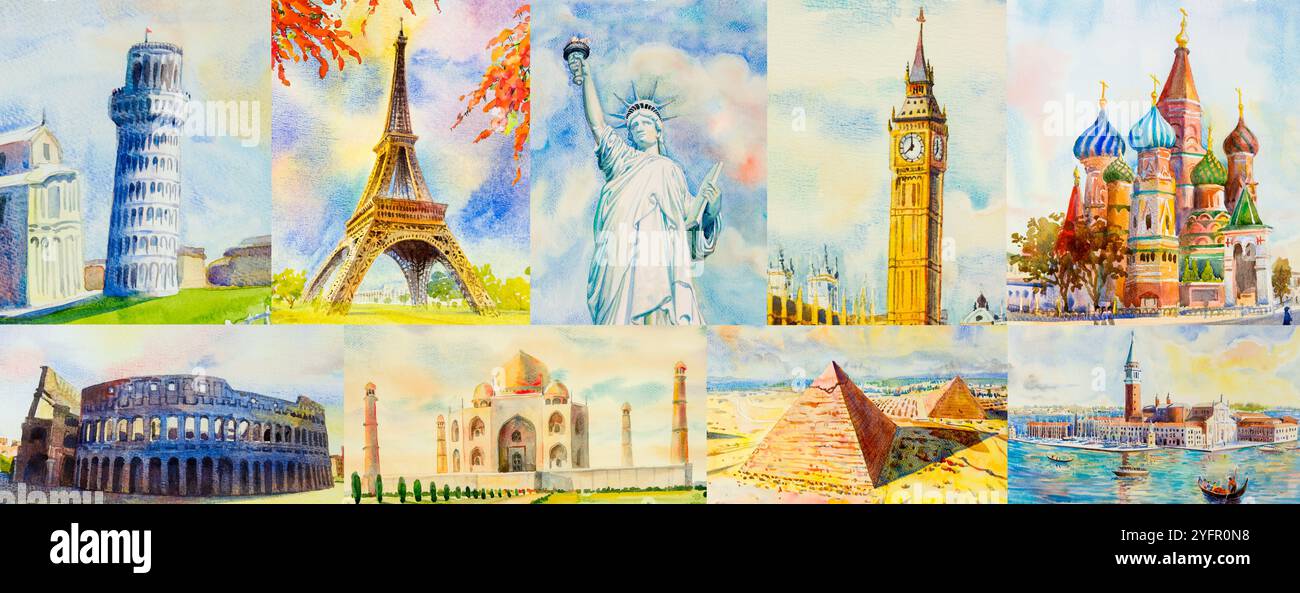 Travel around the world and sights. Famous landmarks of the world ...