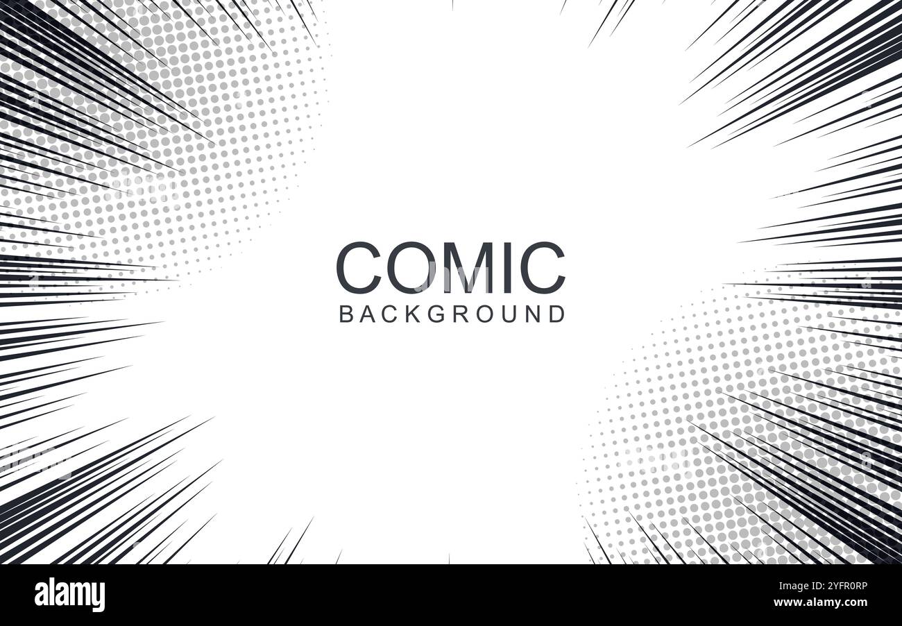 Cartoon halftone line. Comic lines. Concentrated frames. Superhero hero ...