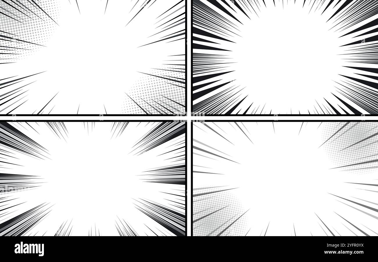 Cartoon comic backgrounds set. Comics book poster with halftone ...