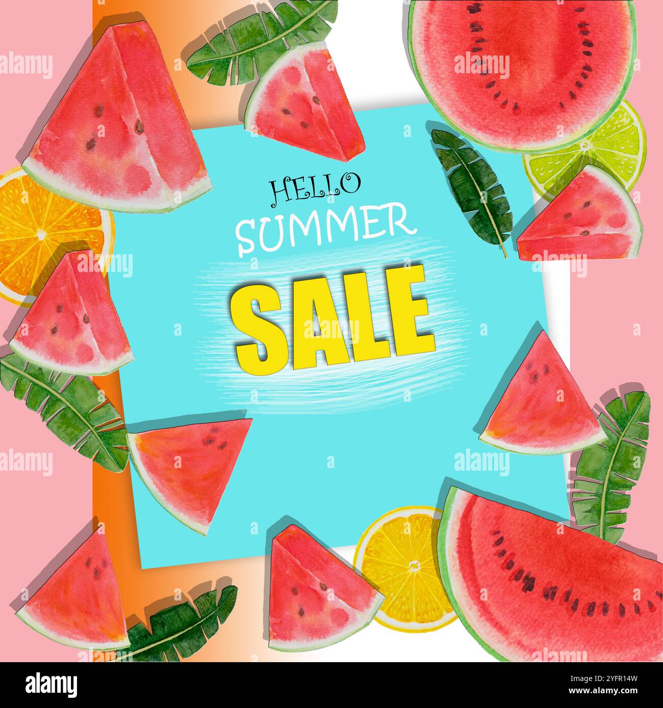 Summer sale background layout for banners, Paintings bright fruit of ...