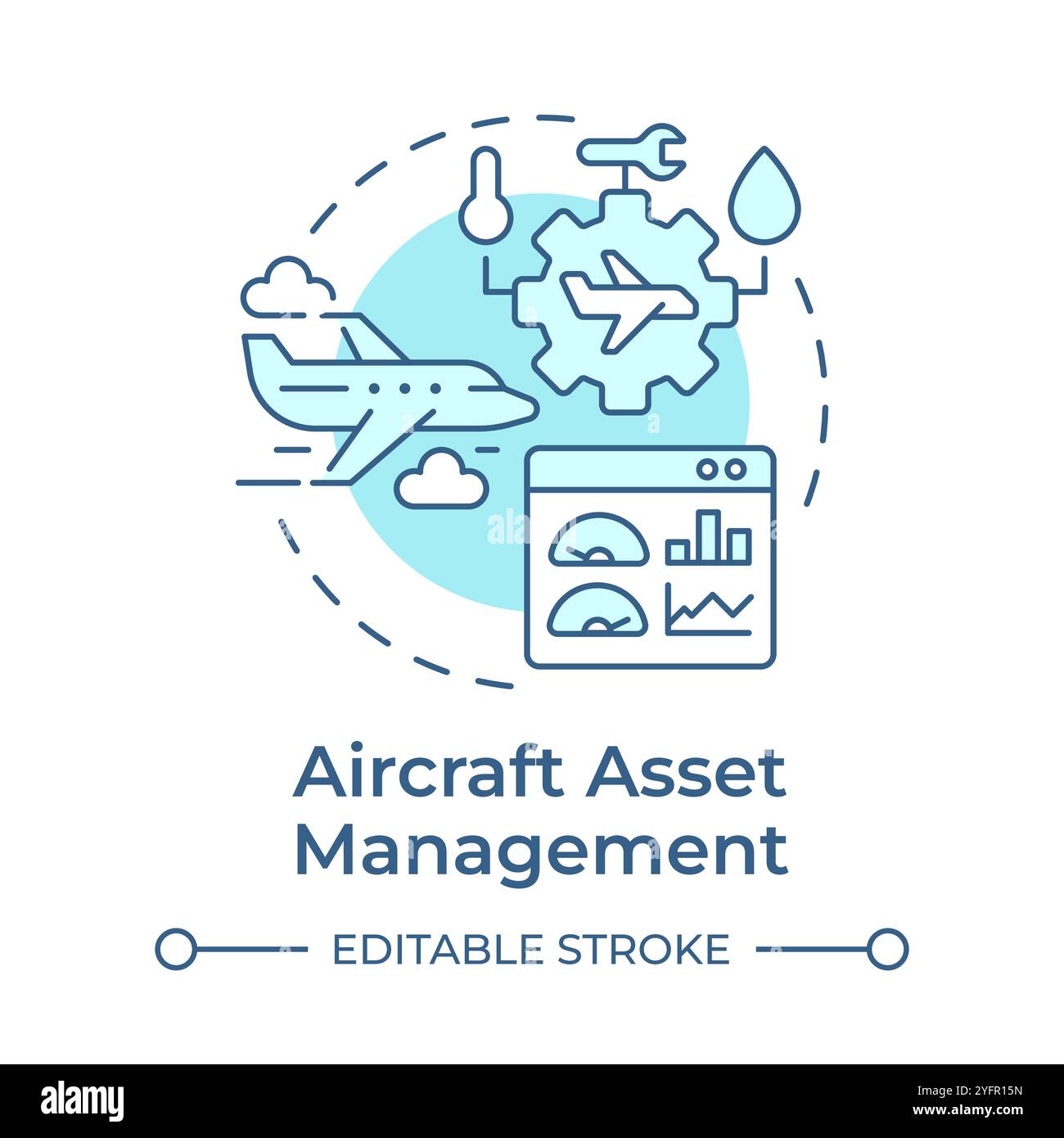 Aircraft asset management soft blue concept icon Stock Vector Image ...