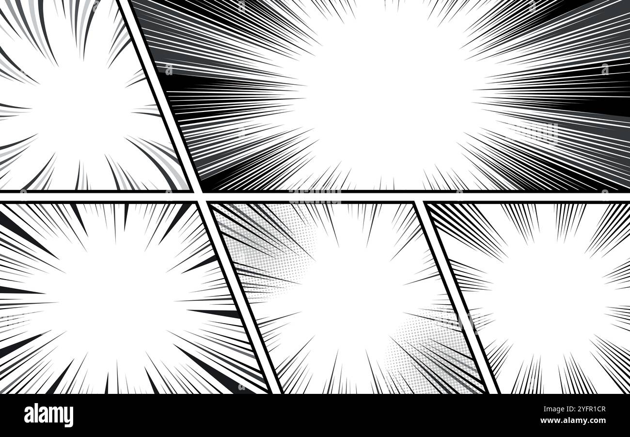 Cartoon comic backgrounds set. Comics book poster with halftone ...