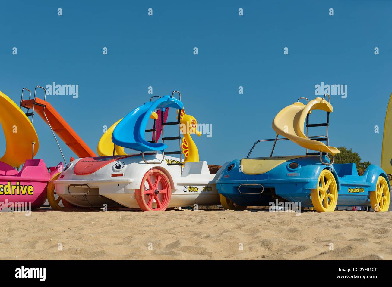 Water slides on pedal boats hi-res stock photography and images - Alamy