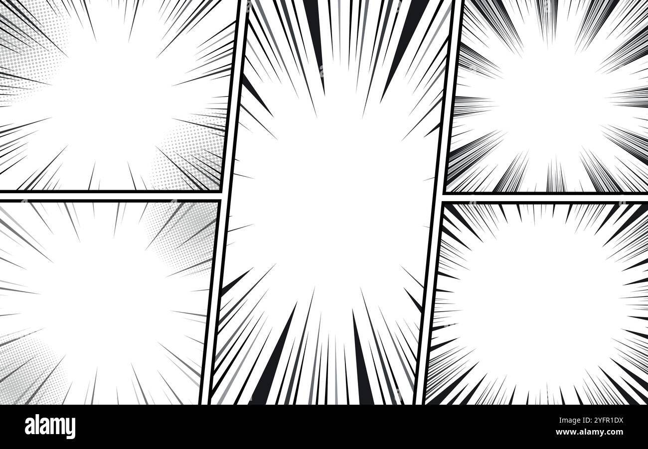 Cartoon comic backgrounds set. Comics book poster with halftone ...