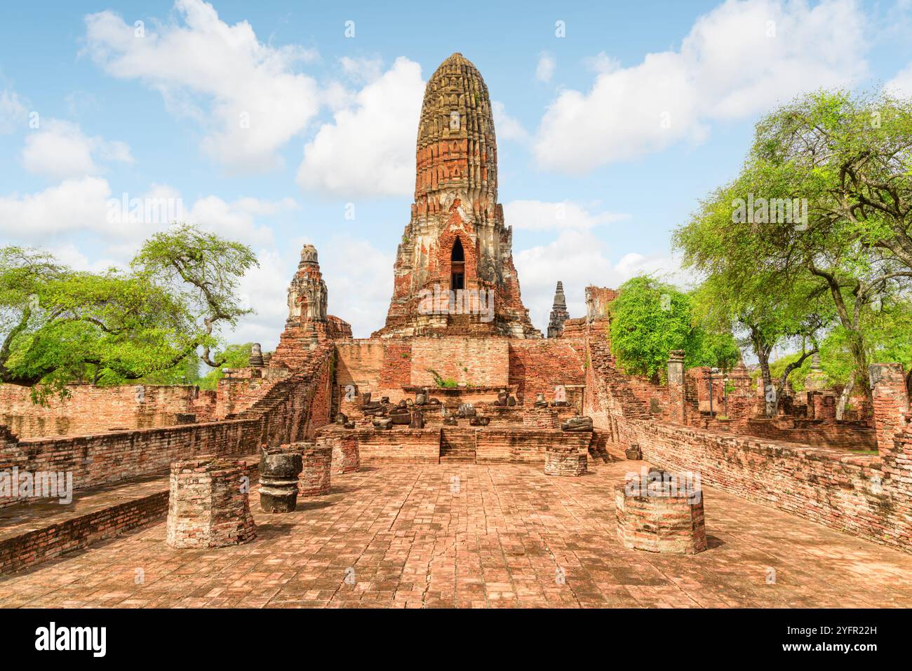 Awesome tower (prang) of Wat Phra Ram in Ayutthaya, Thailand Stock ...