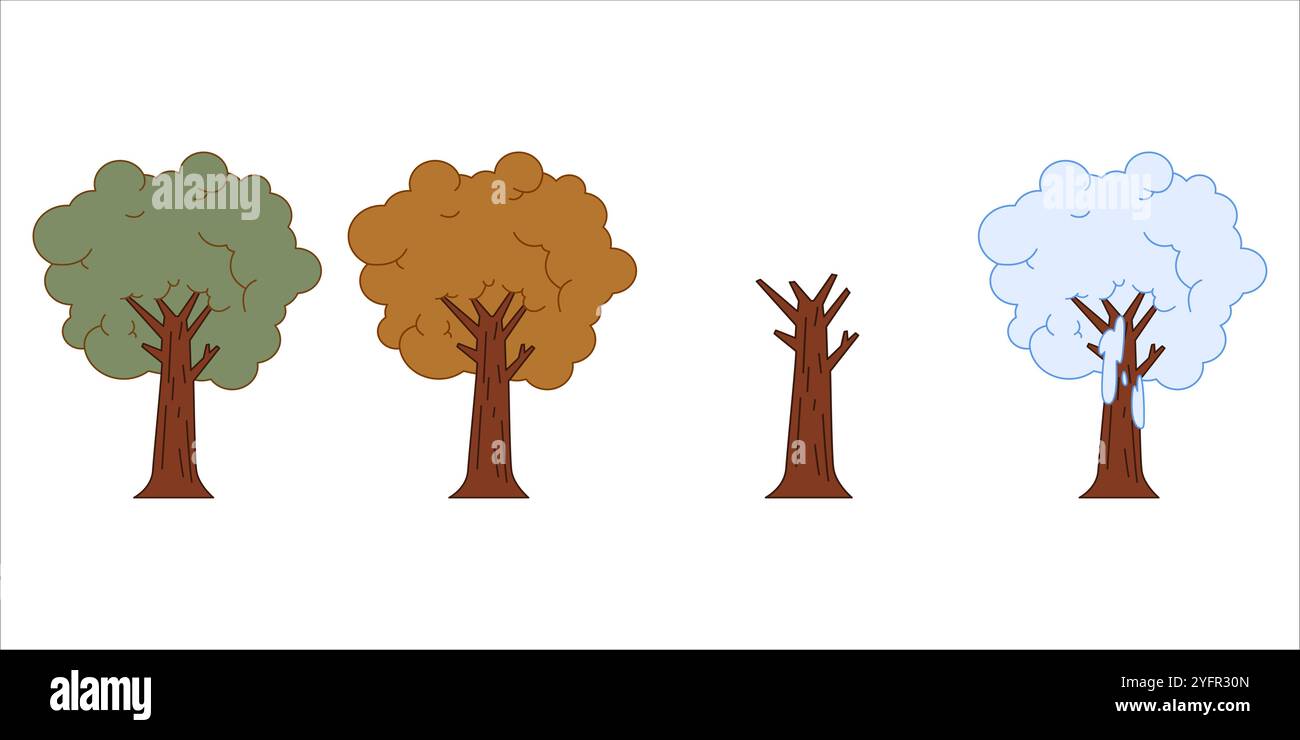 Seasonal phase woods tree season summer spring autumn fall winter hot ...