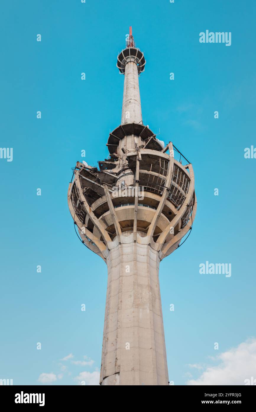 A broken structure from the 90s, the Fruska Gora broadcasting TV tower ...