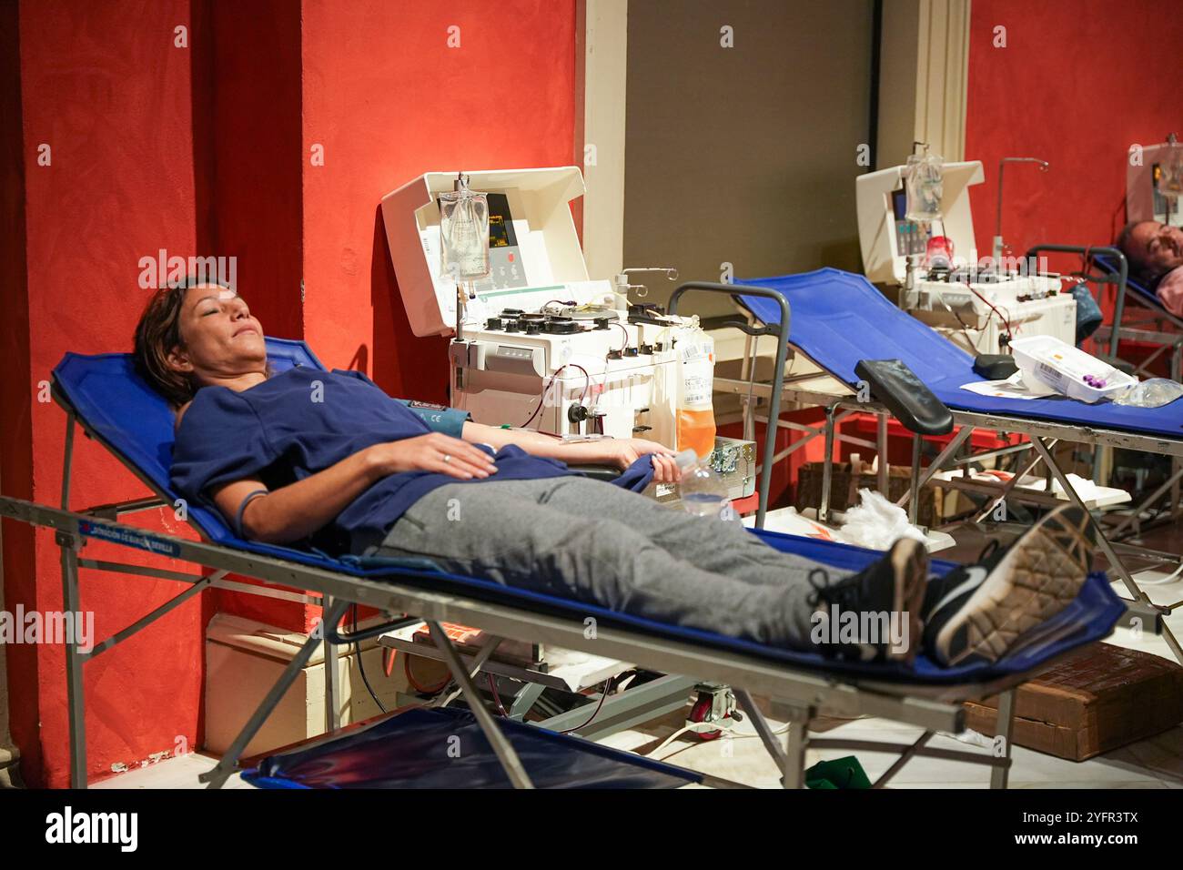 Images showing blood donors during blood collection. On November 5 ...