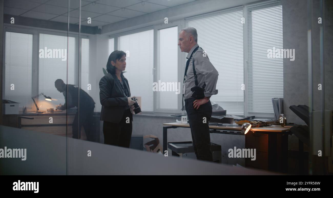 Office robbery or murder case: Investigation team at crime scene ...