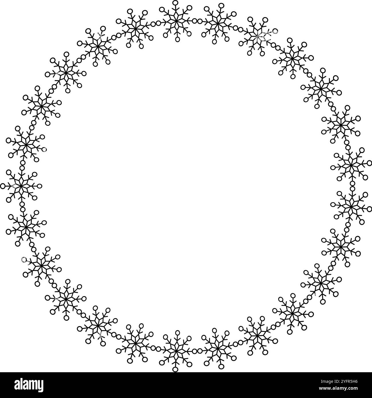 Snowflake circle frame. Winter snowflake round border Stock Vector ...