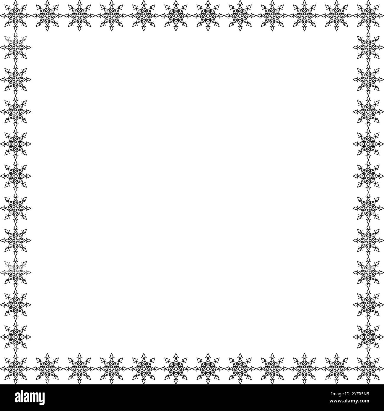 Snowflake square frame. Winter snowflake round border Stock Vector ...