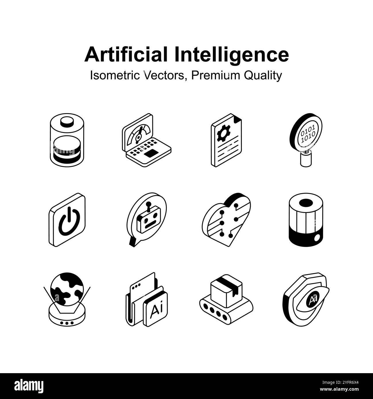 Premium isometric icons set of artificial intelligence, ready to use vectors Stock Vector Image ...
