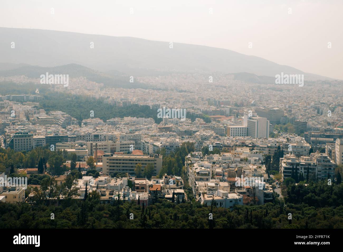 landscape views taken from the Acropolis and Parthenon Athens Greece ...