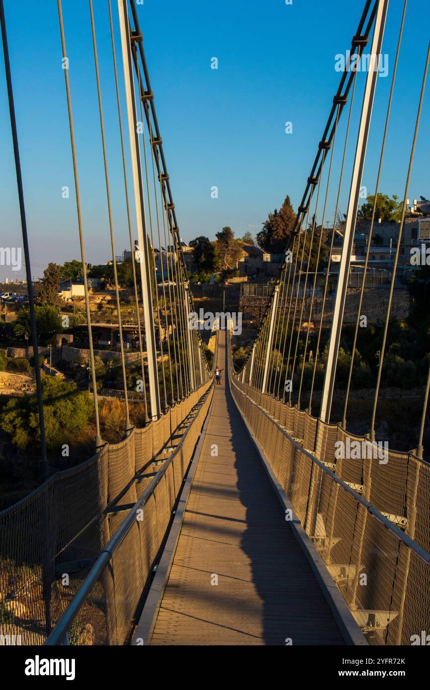Guy Ben Hinnom suspension bridge running from Mount Zion, Jerusalem Stock Photo - Alamy
