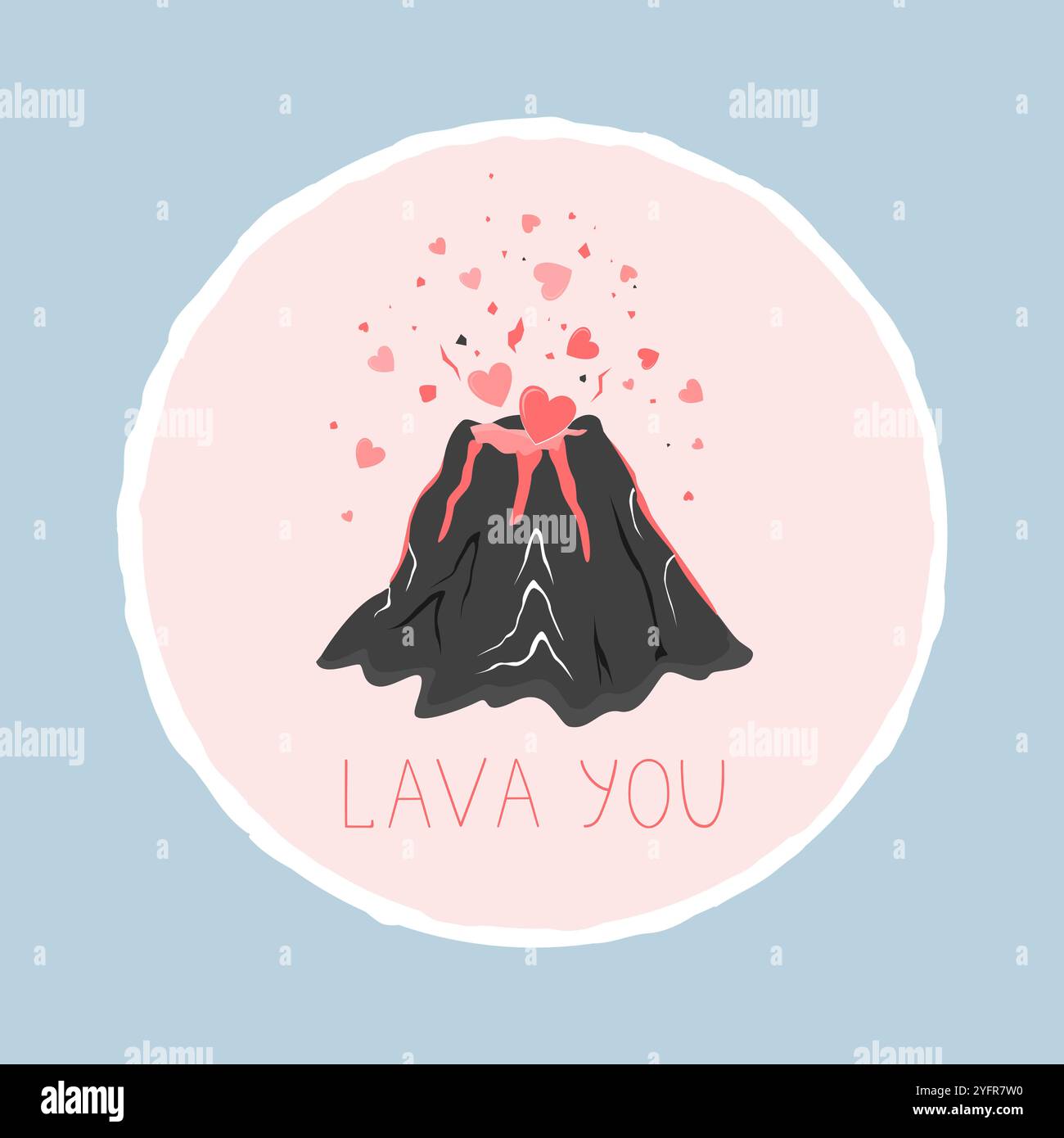 Cute bento cake with a volcano eruption and Lava you text. Top view ...