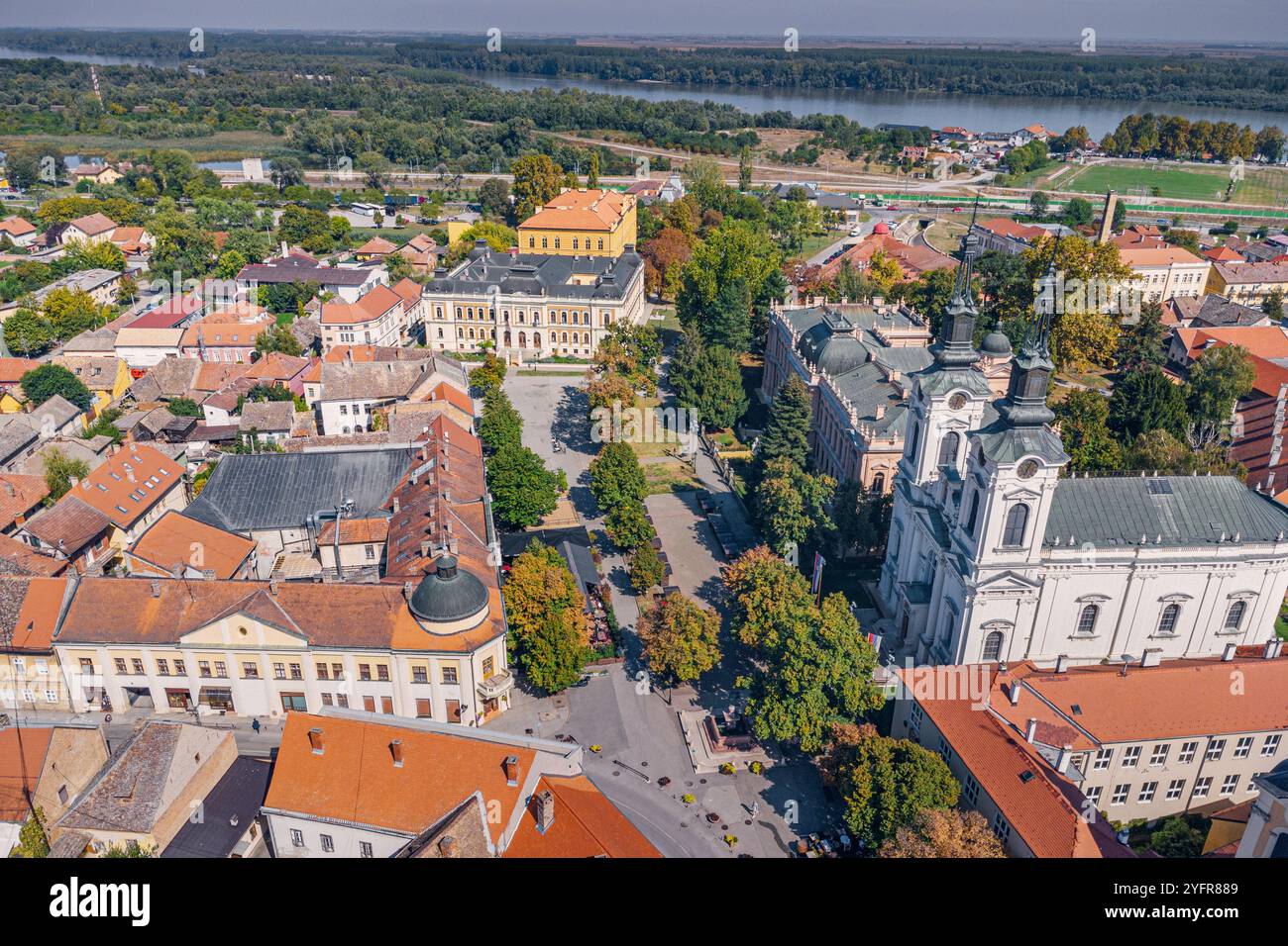 The picturesque town of Sremski Karlovci features a beautiful cityscape ...