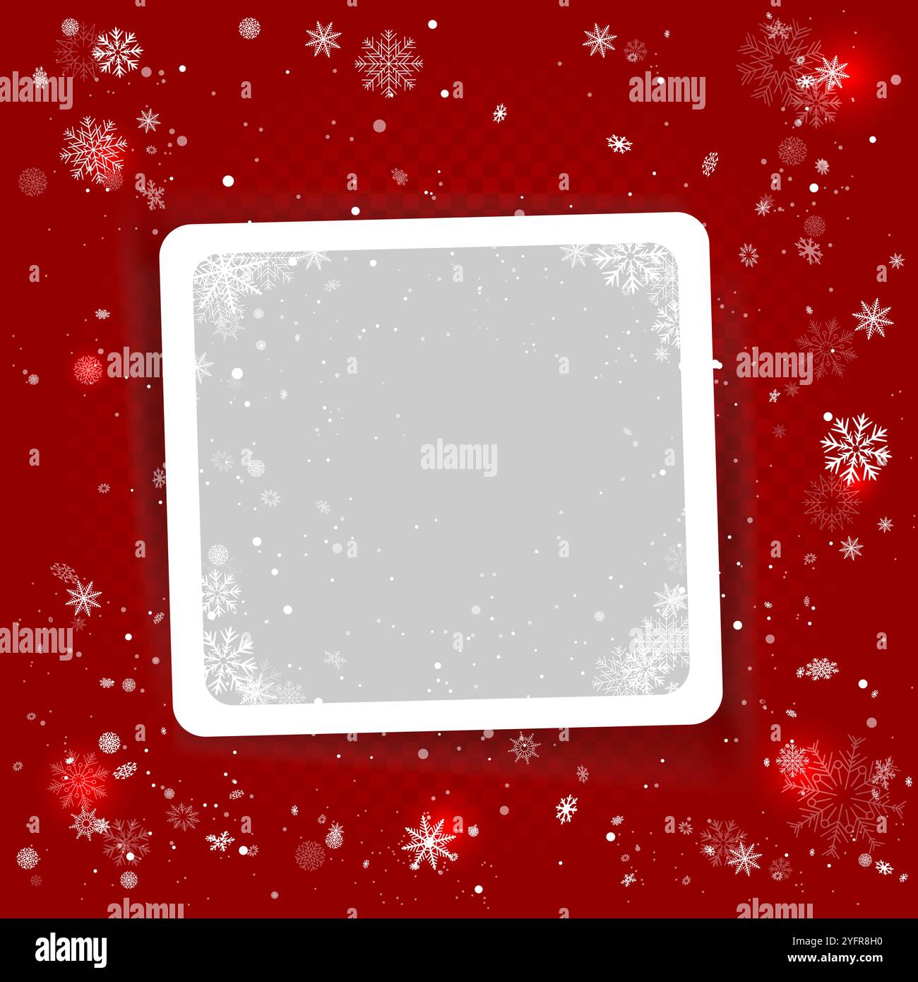 Christmas Snowy snapshot photo frame red template Stock Vector Image ...