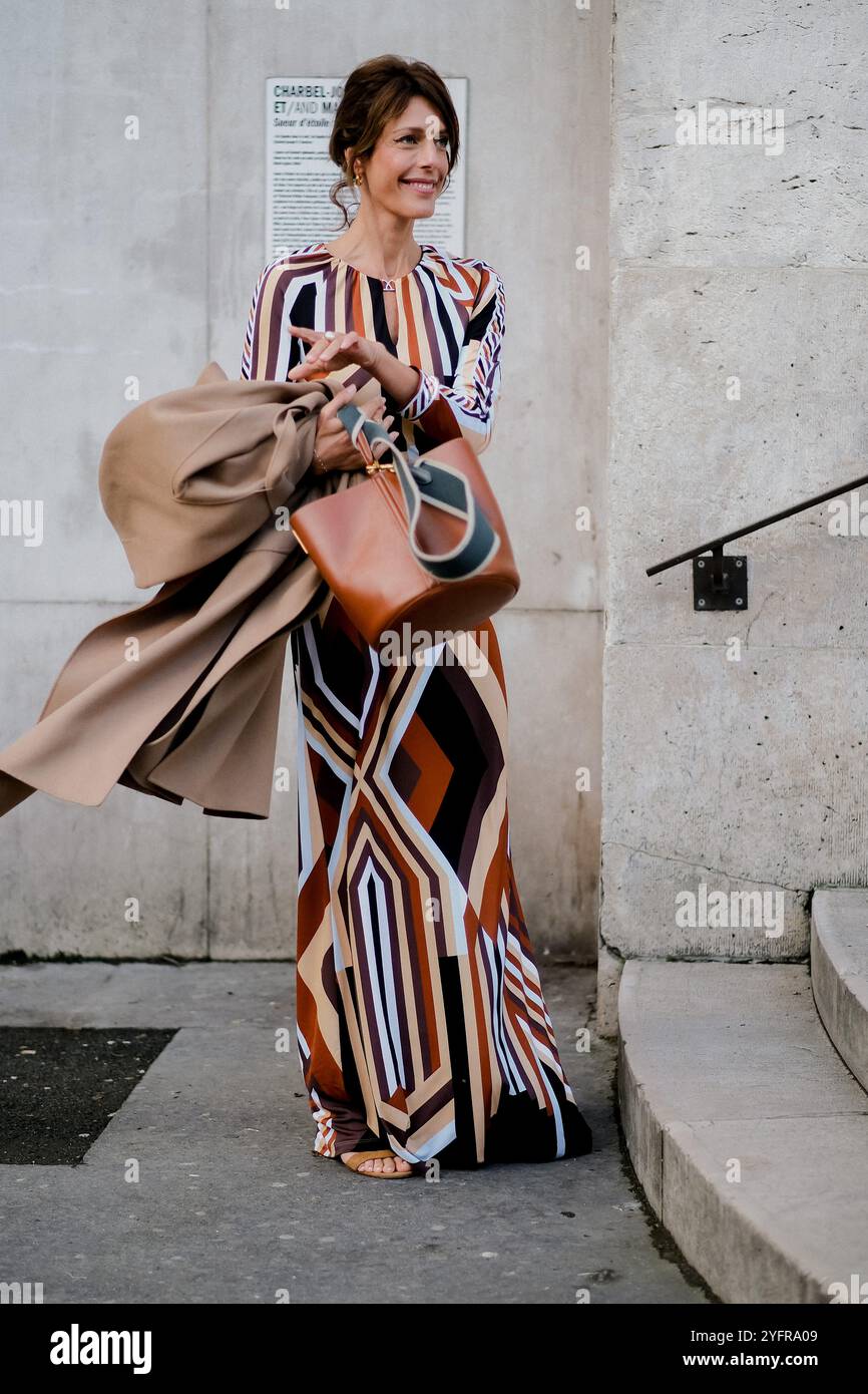 Paris, France. 27th Sep, 2024. Street style, Audrey Poux arriving at Leonard Spring Summer 2025 ...