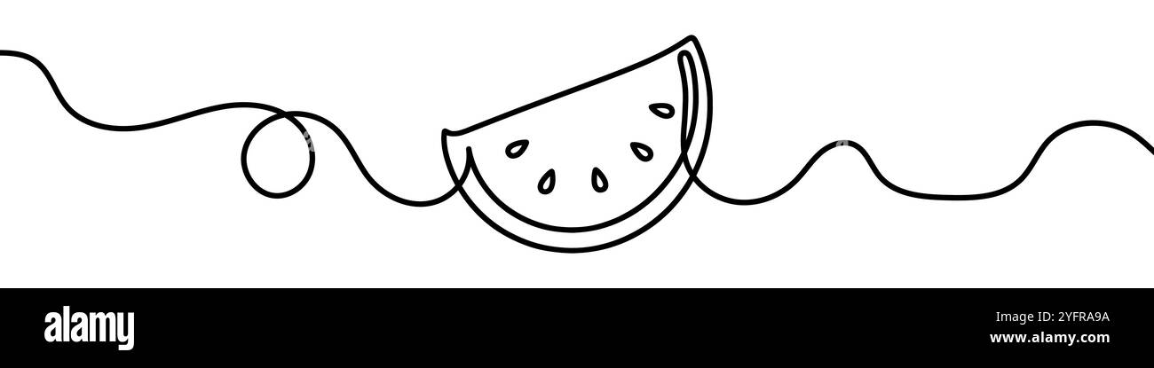 One continuous line illustration of a watermelon slice, isolated on ...
