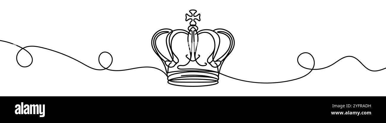 Continuous line drawing of a royal crown. Minimalist vector ...