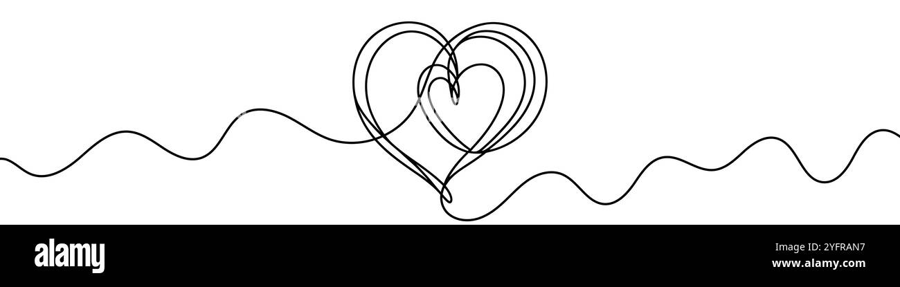 Continuous line drawing a heart shape expressing love and affection ...