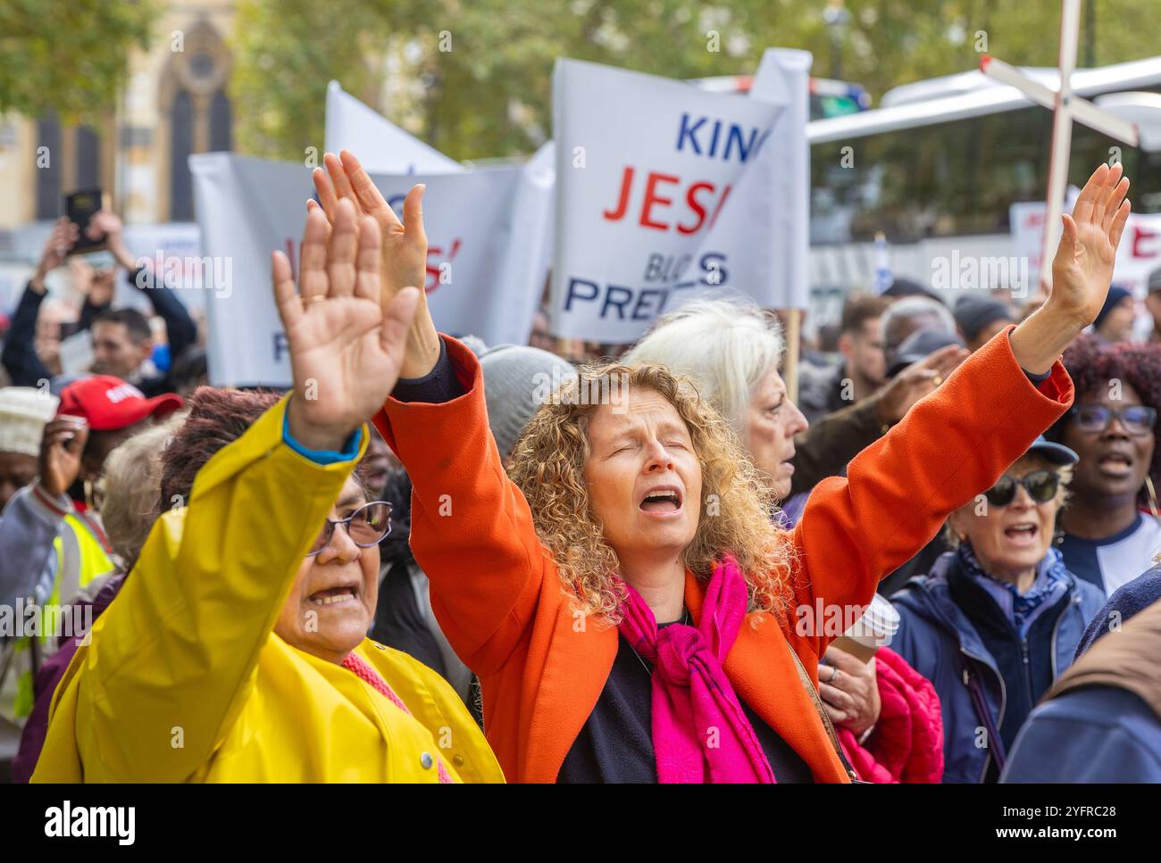 Participants gather and march during their March for Jesus in central ...