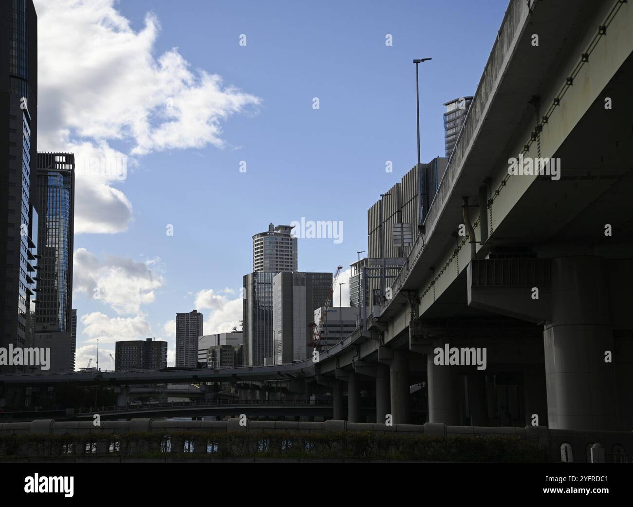 Cityscape with scenic view of Nakanoshima district on the banks of Yodo ...