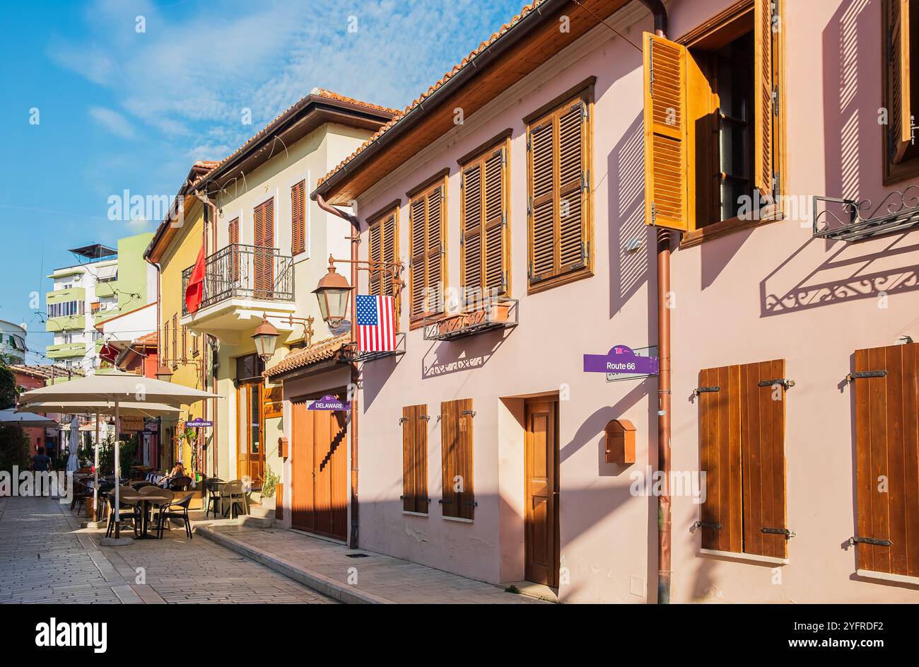 Historic center of old town in Vlore Albania. Beautiful walk through ...