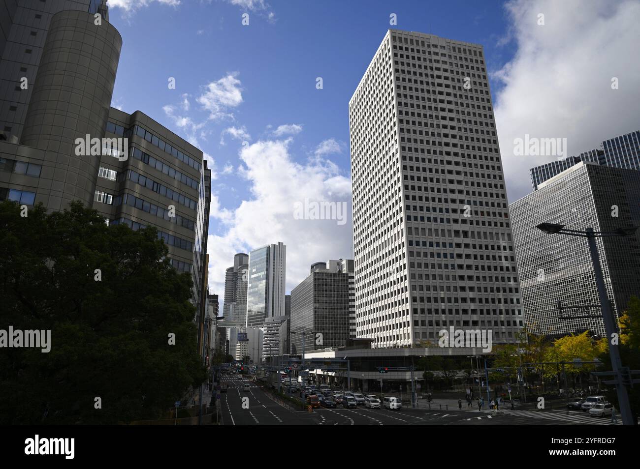 Scenic cityscape with scenic view of Umeda commercial district in Osaka ...