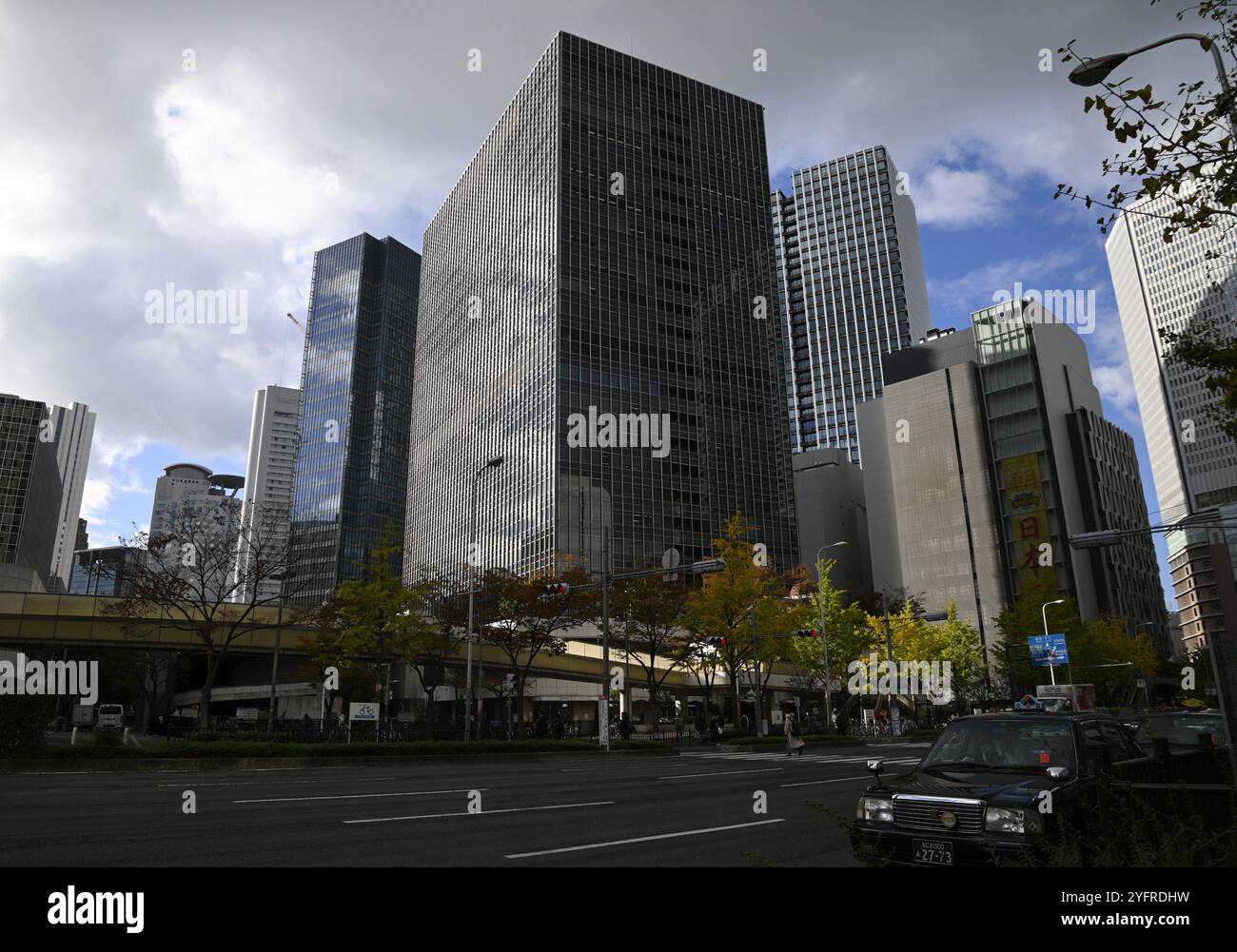 Cityscape with scenic view of Umeda commercial district in Osaka, Japan ...