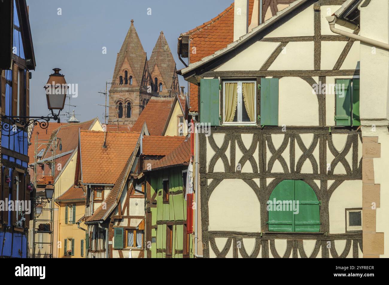 Old town of Selestat with half-timbered houses. Grand est, France ...