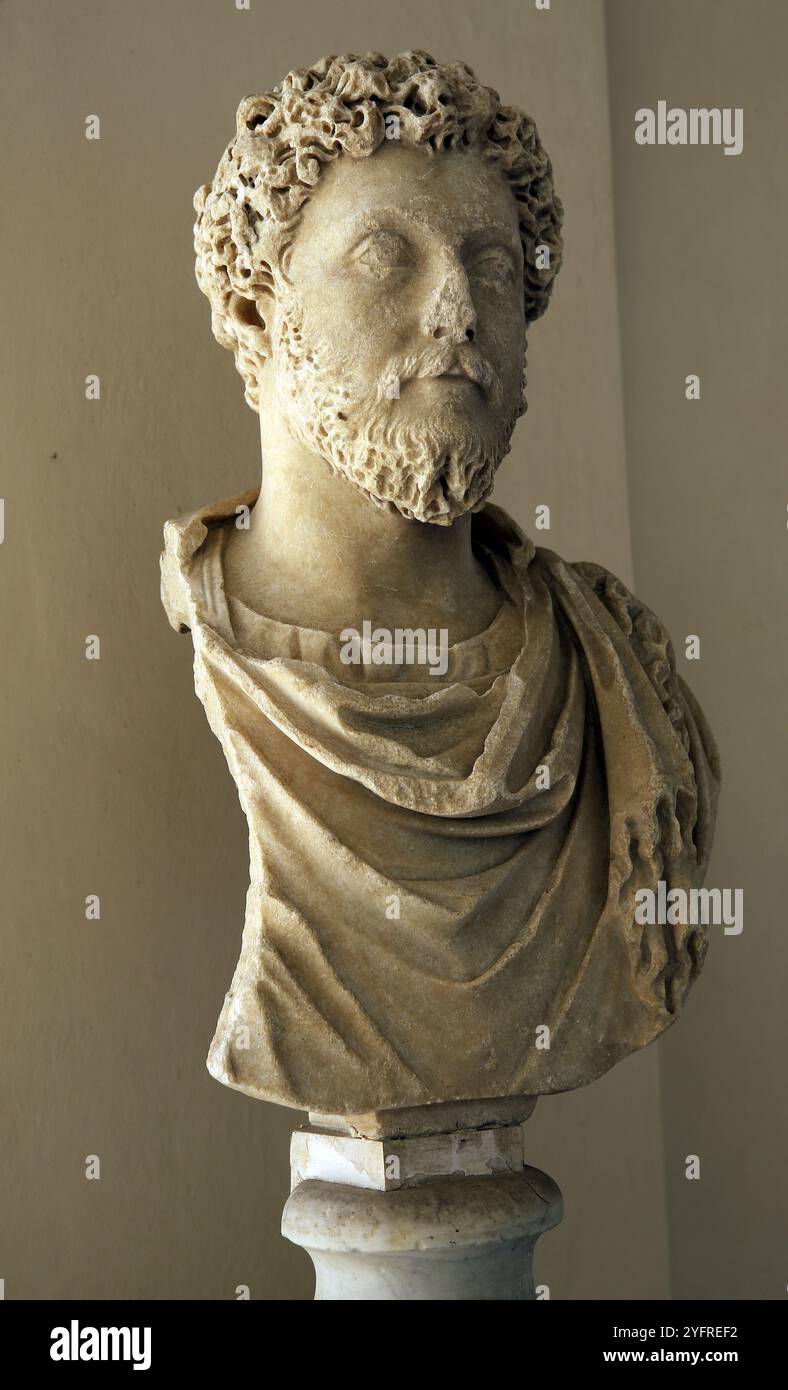 Bust of emperor Marcus Aurelius (121-180). Rome, Via Anagnina, from the ...